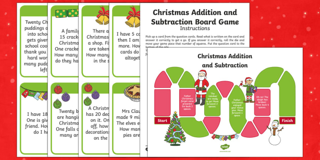 Year 1 Addition and Subtraction Christmas Themed Board Game