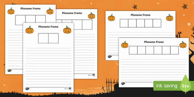 Halloween Themed Phoneme Frame Worksheet / Worksheets