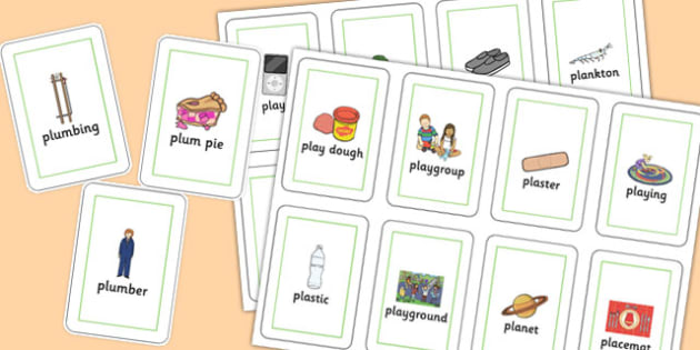 Two Syllable PL Sound Playing Cards