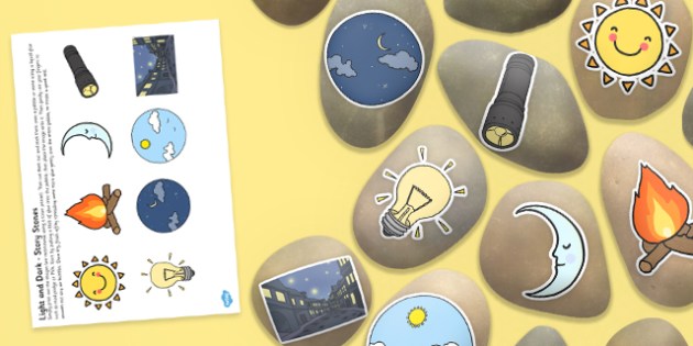 Light and Dark Story Stone Image Cut Outs (teacher made)