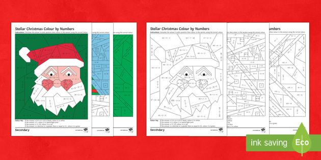 KS3 Christmas Colour By Numbers Differentiated Activity Pack KS3 Christmas Colour By Numbers Differentiated Activity Pack