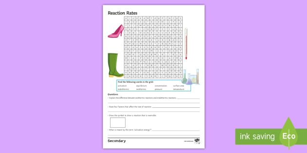 Reaction Rates Word Search