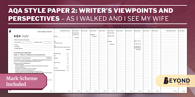AQA Paper 2 Mark Schemes | twinkl.co.uk