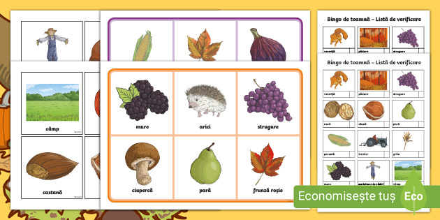Bingo cu elemente de toamnă
