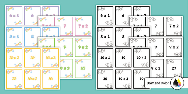 Multiples of 6, 7, 8, 9, and 10 Matching Game (teacher made)