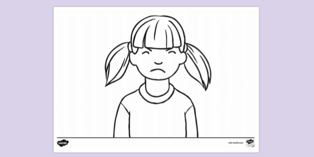 Angry Child Colouring | Colouring Sheets