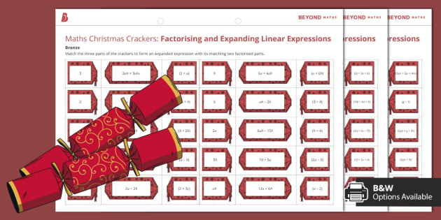 👉 Maths Christmas Crackers: Factorising and Expanding Linear Expressions