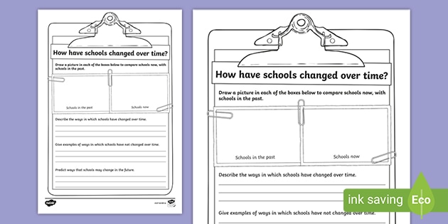 How Have Schools Changed over Time? Worksheet (teacher made)