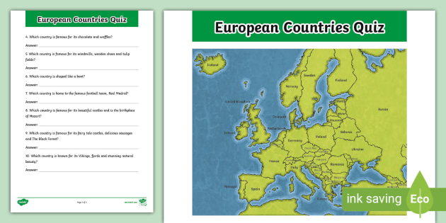 Europe Countries Printables Map Quiz Game European Maps Quiz | Guess