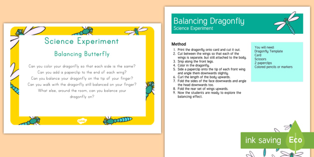 Balancing Dragonfly Science Experiment and Prompt Card Pack