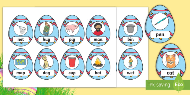 CVC Mixed Words Easter Egg Matching Activity (teacher made)