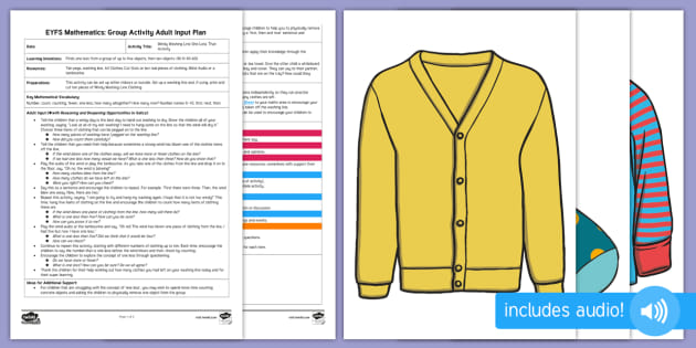 EYFS Maths: Windy Washing Line One Less Than Group Activity Adult Input ...