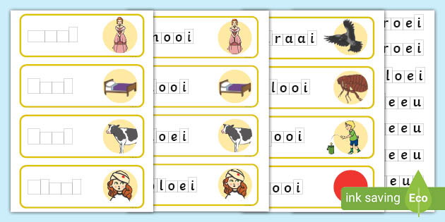 Bou Woorde Met Klanke -aai, -ooi, -eeu en -oei Woordkaarte