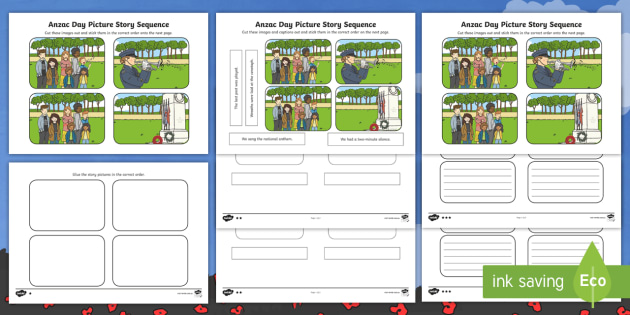 ANZAC Day Story Sequence Differentiated Worksheets
