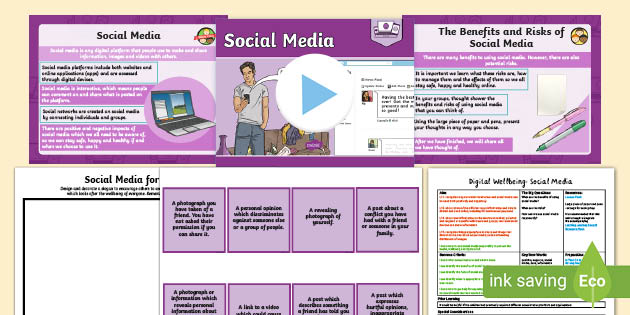 PSHE Digital Wellbeing: Social Media UKS2 Lesson Pack