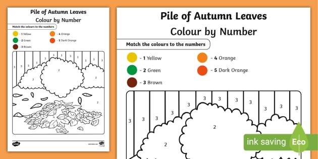 FREE! - Pile of Leaves Autumn Colour by Number