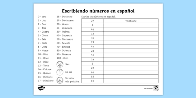 Hojas De Trabajo Gratuitas De Escritura De Números