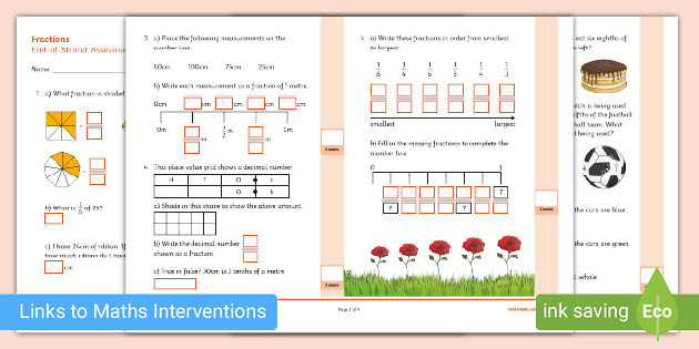 👉 Year 3 Fractions End-of-Strand Assessment
