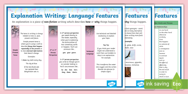 Level 4 Explanation Writing: Language Features Poster