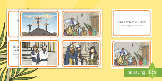 Easter Story Matching Sequencing Cards English/Spanish - Easter Story ...