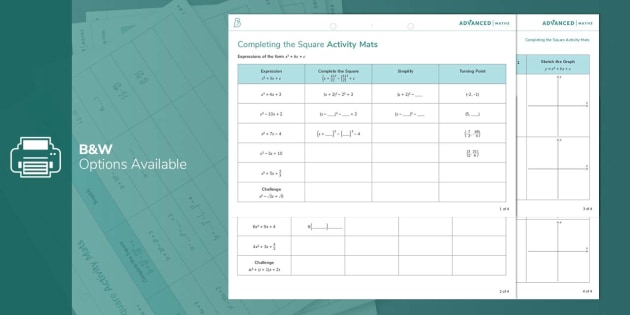 👉 Completing the Square Activity Mats