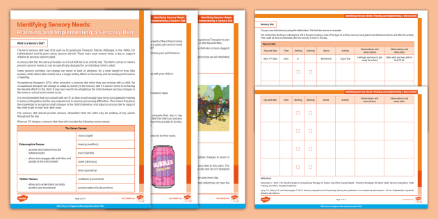 Identifying Sensory Needs: Planning and Implementing a Sensory Diet