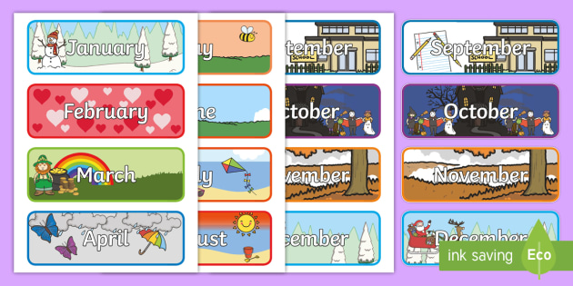 Months of the Year Themed Word Cards (teacher made)
