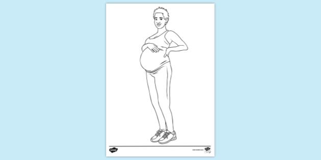 FREE! - Pregnant Woman Fitness Clothing Colouring | Colouring Sheets
