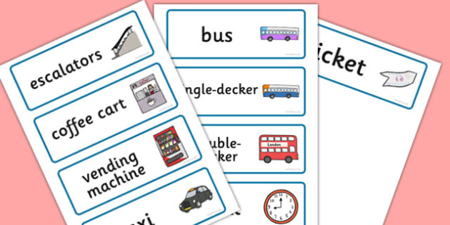 Bus Station Role Play Word Cards (teacher made)