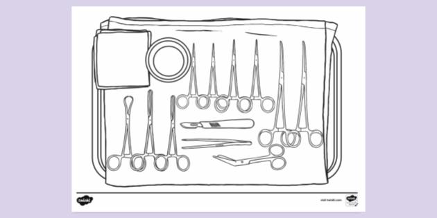 FREE! - Surgical Tray with Instruments Colouring | Colouring Sheets