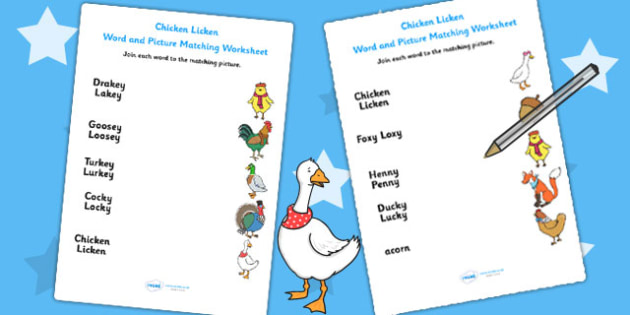 Chicken Licken Word and Picture Match (teacher made)