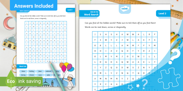 Eid Al-Fitr Kids Word Search - Level 2 Difficulty - Twinkl