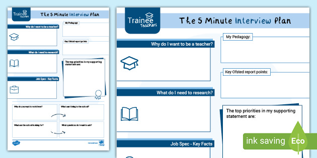 FREE! - The 5 Minute Teaching Interview Plan For Trainee Teachers, ECT's