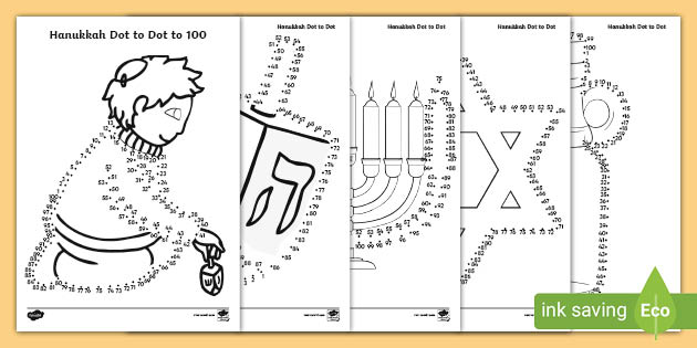 👉 Hanukkah Dot to Dot to 100 (teacher made)