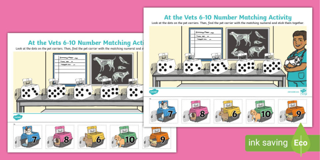 👉 At the Vets 6-10 Number Matching Activity