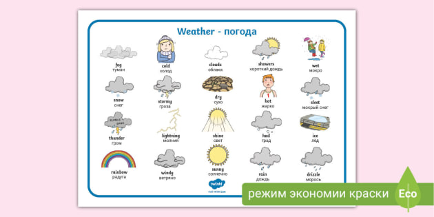 FREE! - English/Russian Weather Word Mat (teacher made)