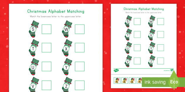 Christmas Alphabet Matching Activity: Letters S-Z