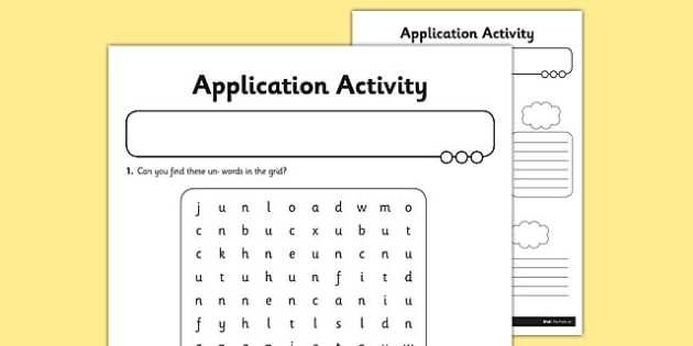 Application Activity Fun with un- GPS, prefix, spelling, root, year 1, key