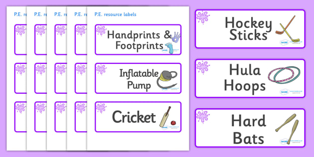 FREE! - Purple Themed Editable PE Resource Labels