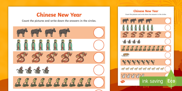 Chinese New Year Story Counting Worksheet (teacher made)