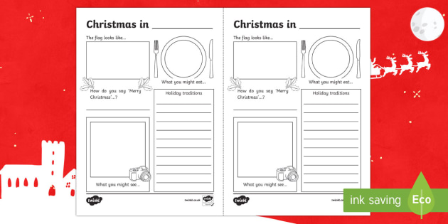 Comparing Christmas Around the World Writing Frames - christmas