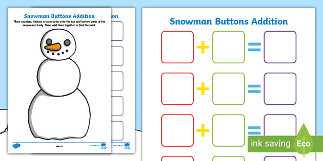 👉 Snowman Buttons Addition Activity (teacher made)