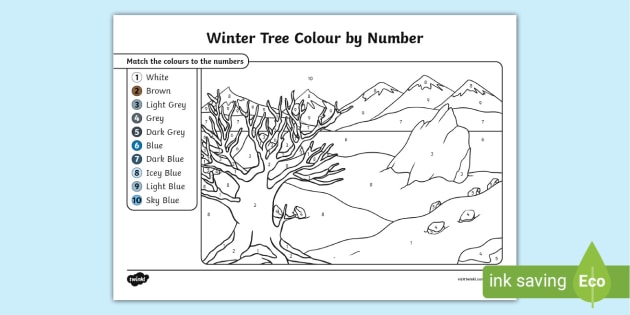 Winter Tree Colour By Number (teacher made)