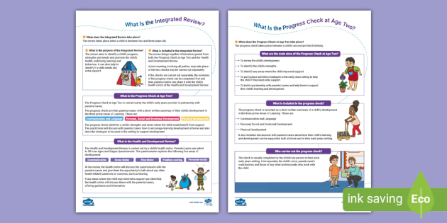 Progress Check at Age Two and Integrated Review Quick Guides