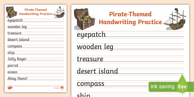 Pirate-Themed Handwriting Practice Sheet (teacher made)