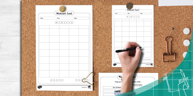 Personalise your own Workout Card | Exercise Workout Log