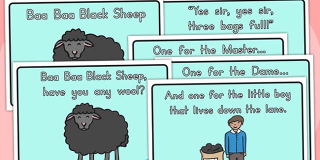 Baa Baa Black Sheep Story Sequencing Colour - nursery rhymes