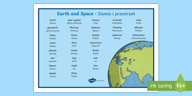Earth and Space Word Mat English/Polish - Earth and Space Word Mat