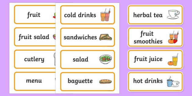 Healthy Eating Cafe Role Play Word Cards - healthy eating caf
