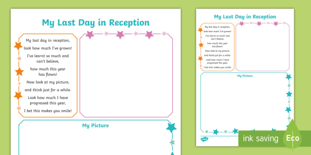 My Last Day in Reception Handprint Activity (teacher made)